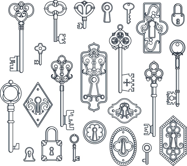 396 SVG Retro Key Designs Bundle Cnc Laser Cut Engrave Vector - Etsy