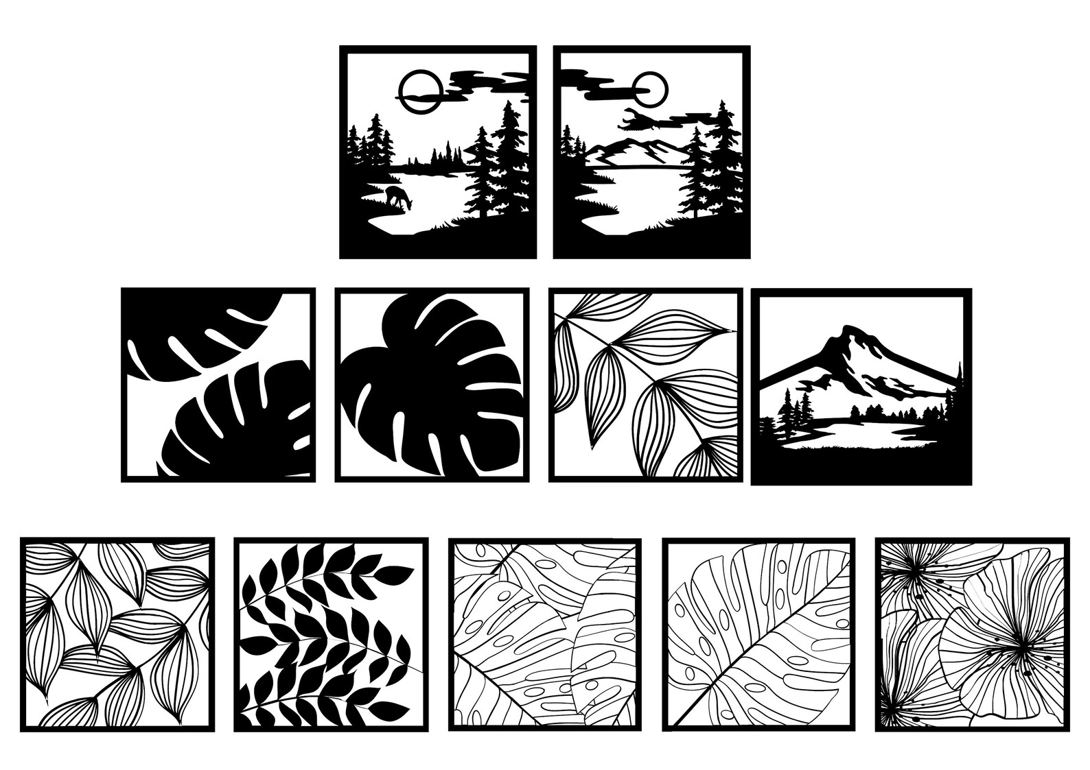 Nature Wall Art SVG DXF Bundle: Laser Cut Files (73 Designs) - Etsy