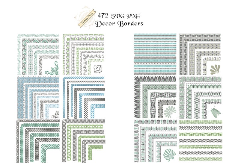 472 Border Frame SVG PNG Bundle: Laser Cut Decor Elements (digital ...