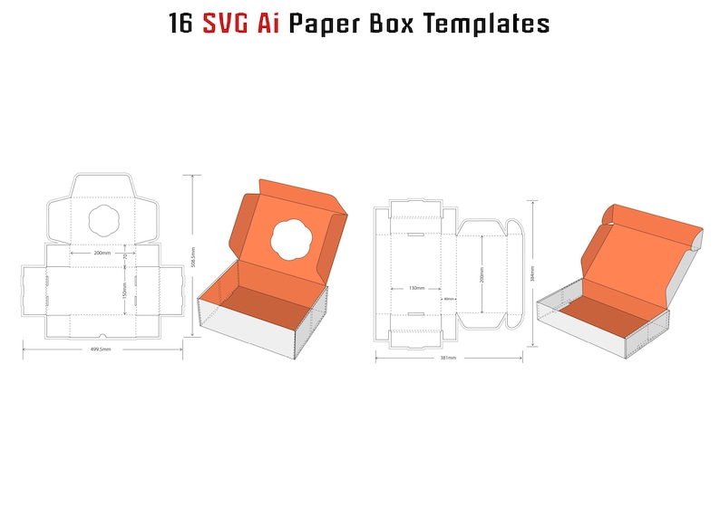 16 SVG Ai Packaging Shipping Box Laser Cut Template Bundle - Etsy