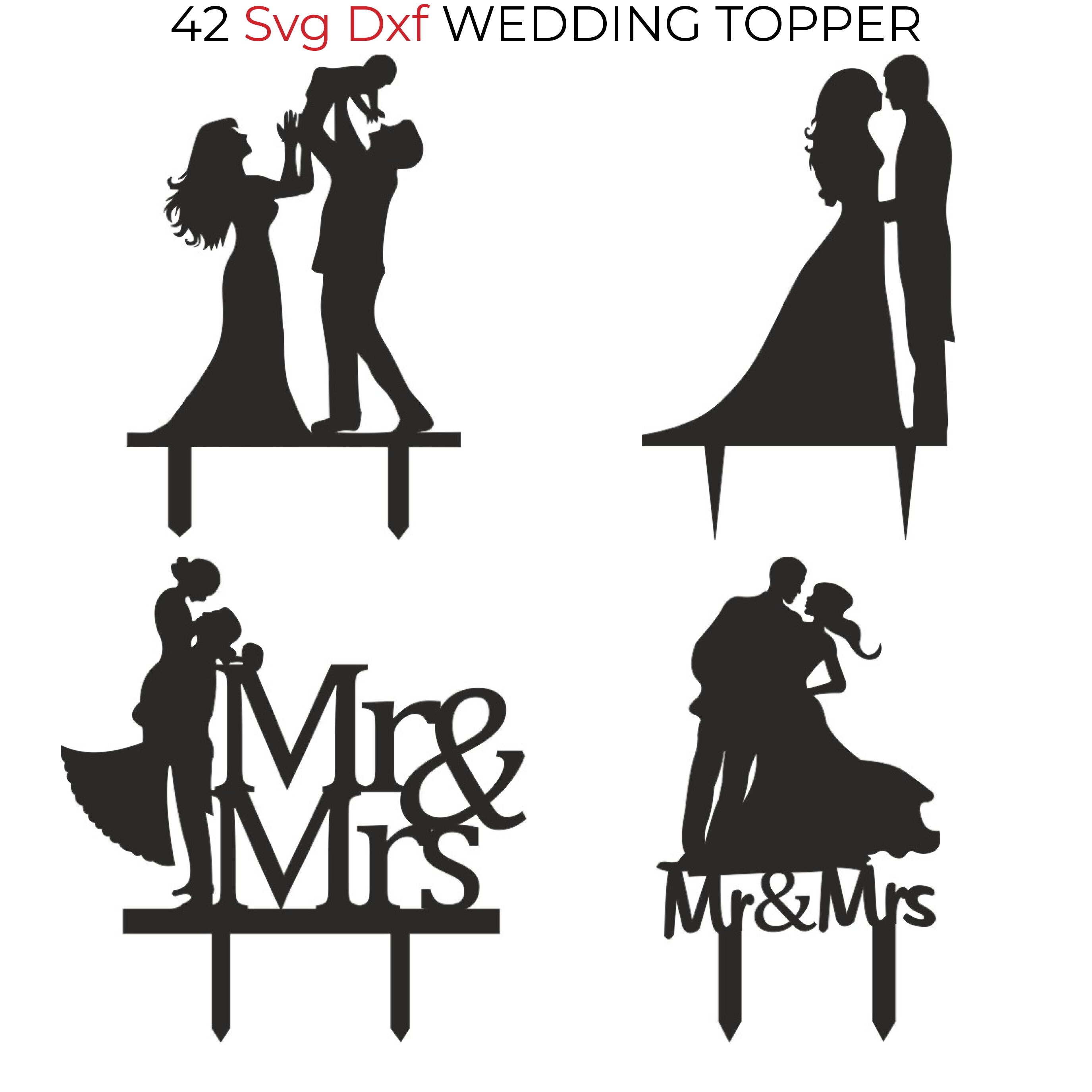 42 SVG DXF Wedding Topper for Plexi Acrylic Laser Cut Engrave - Etsy