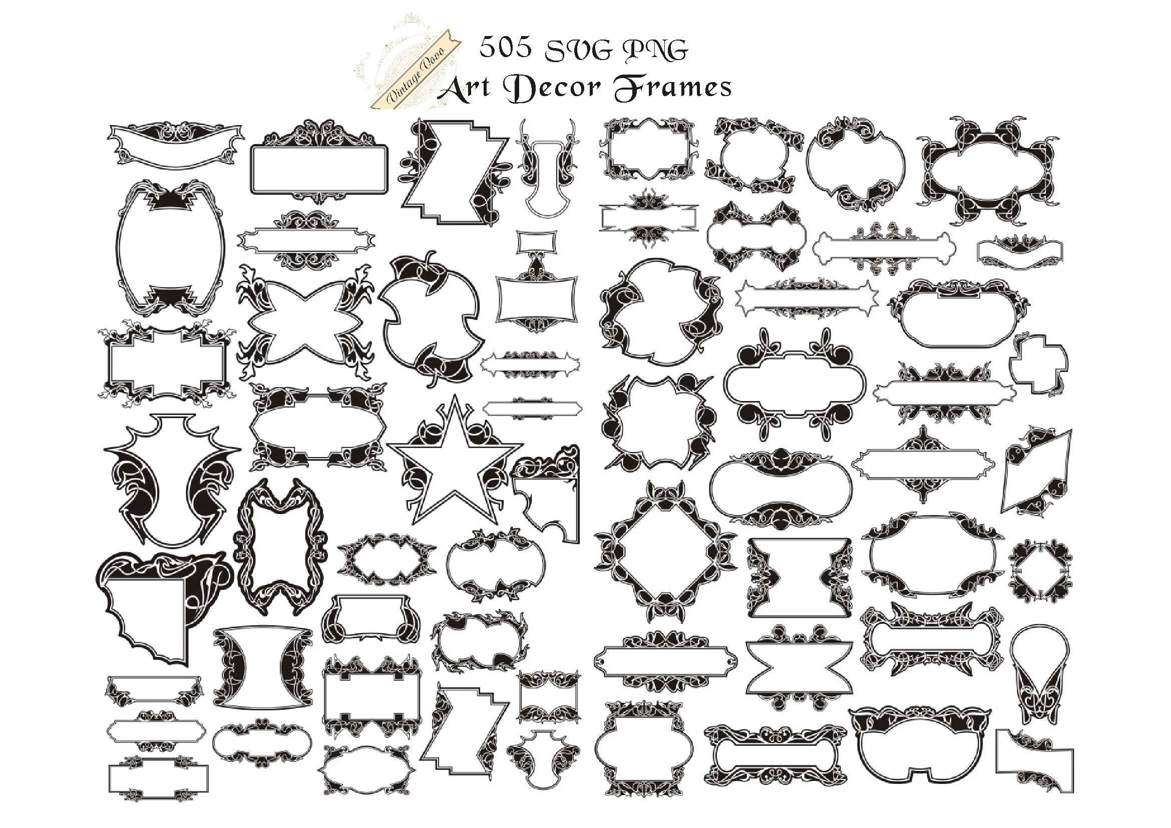 505 Svg Png Bundle Frame Elements Text Monogram Dividers - Etsy