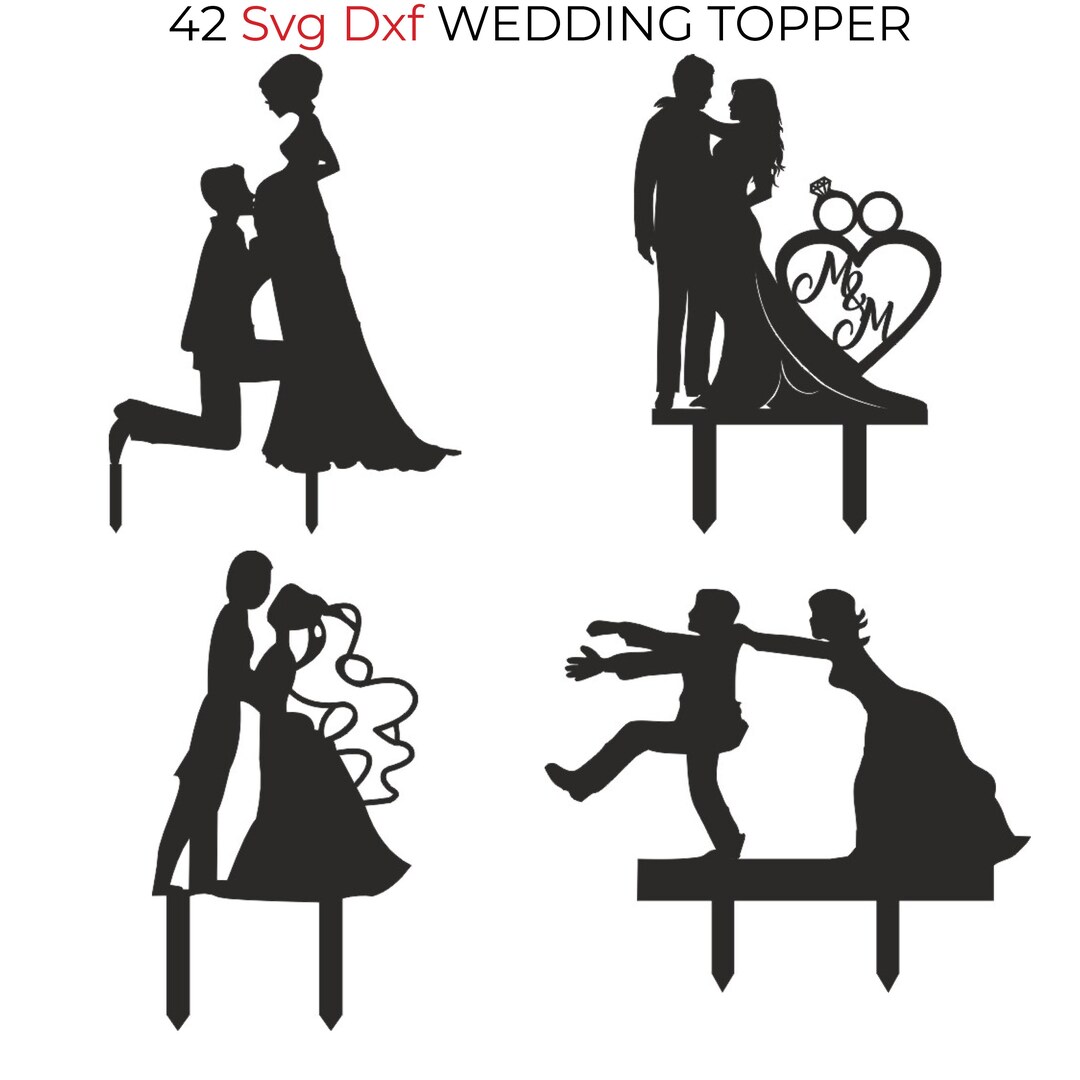 42 SVG DXF Wedding Topper for Plexi Acrylic Laser Cut Engrave - Etsy