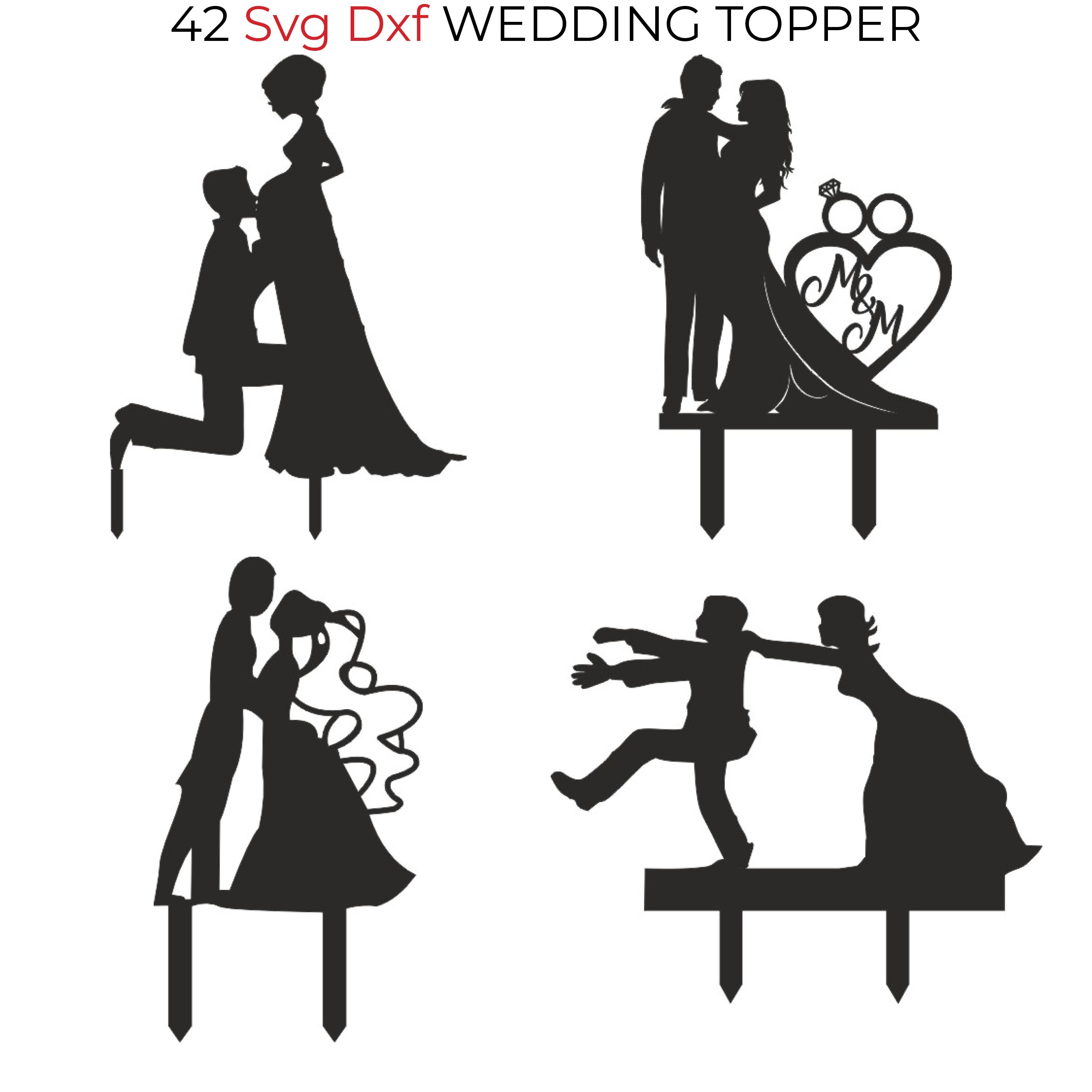 42 SVG DXF Wedding Topper for Plexi Acrylic Laser Cut Engrave - Etsy