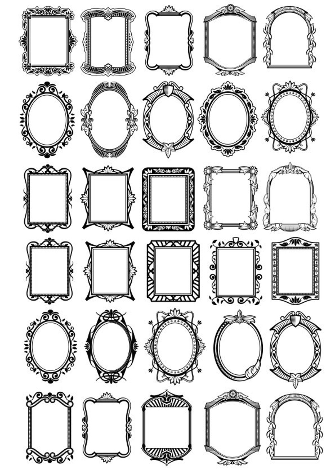 Vintage Frame Set Individual Svgs Pngs Cnc Laser Cut Engrave Vector ...