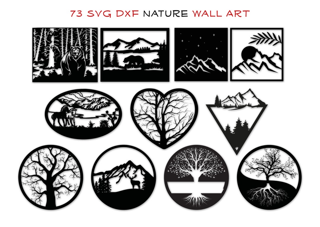 Nature Wall Art SVG DXF Bundle: Laser Cut Files (73 Designs) - Etsy