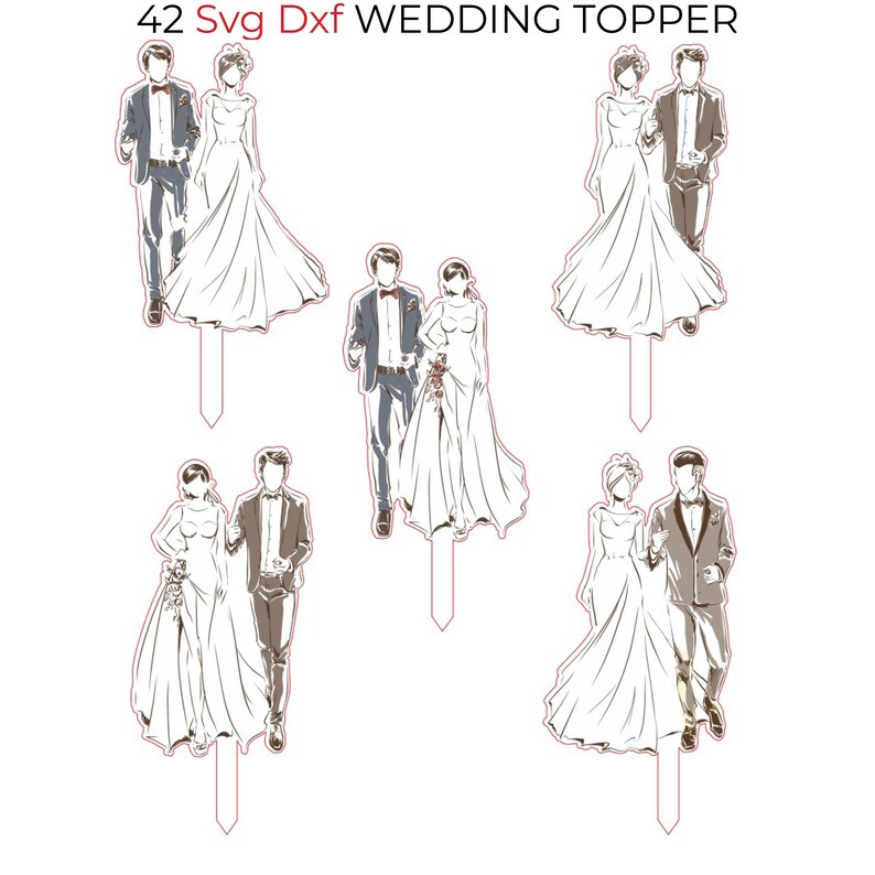 42 SVG DXF Wedding Topper for Plexi Acrylic Laser Cut Engrave - Etsy