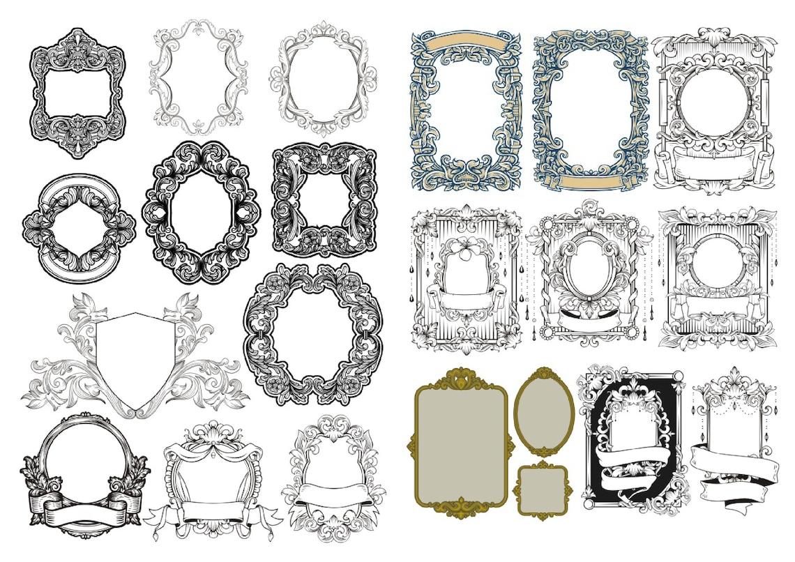 432 SVG PNG Decorative Elegant Frame Bundle Wedding Card - Etsy