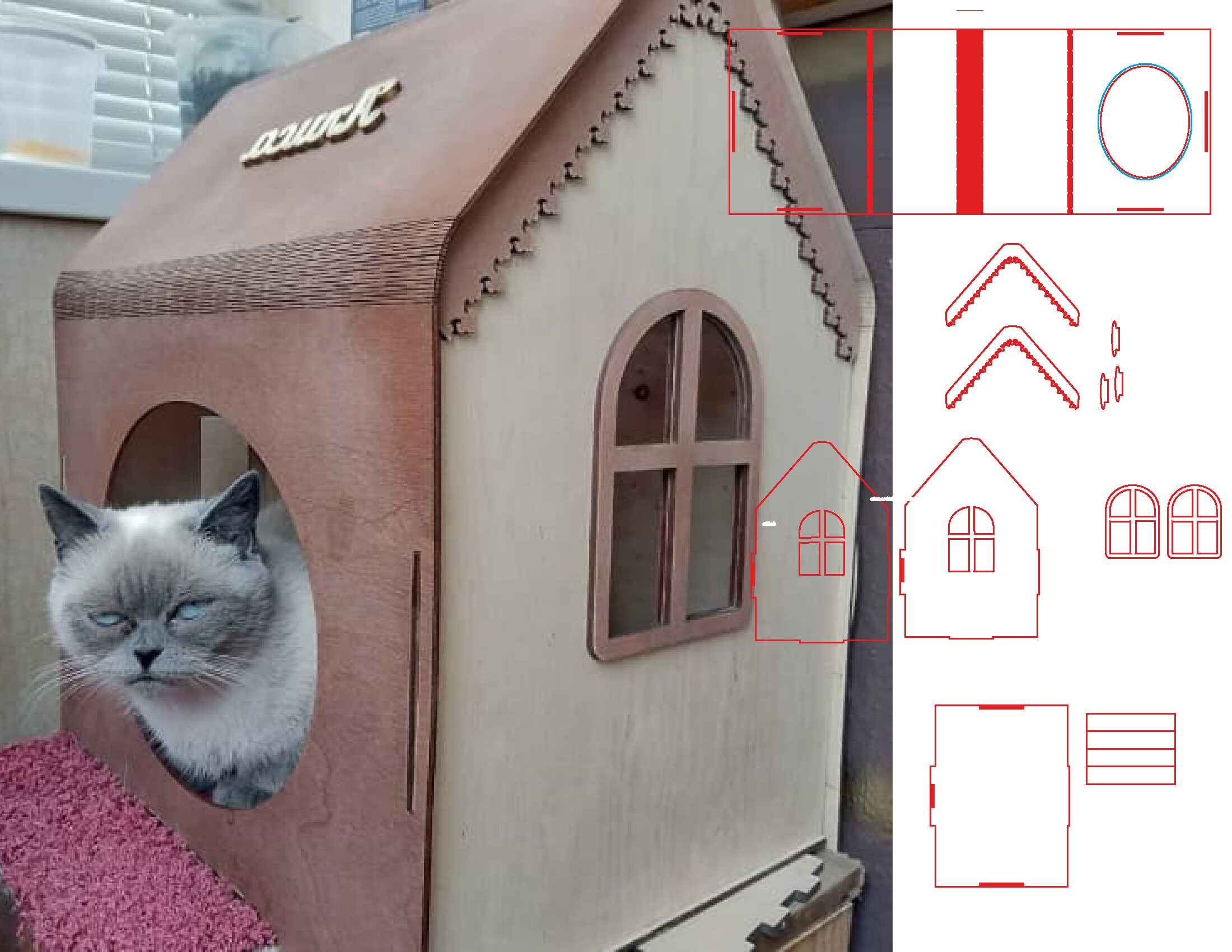 5 SVG DXF Cat House Files for Wood Laser Cut Pet House With - Etsy