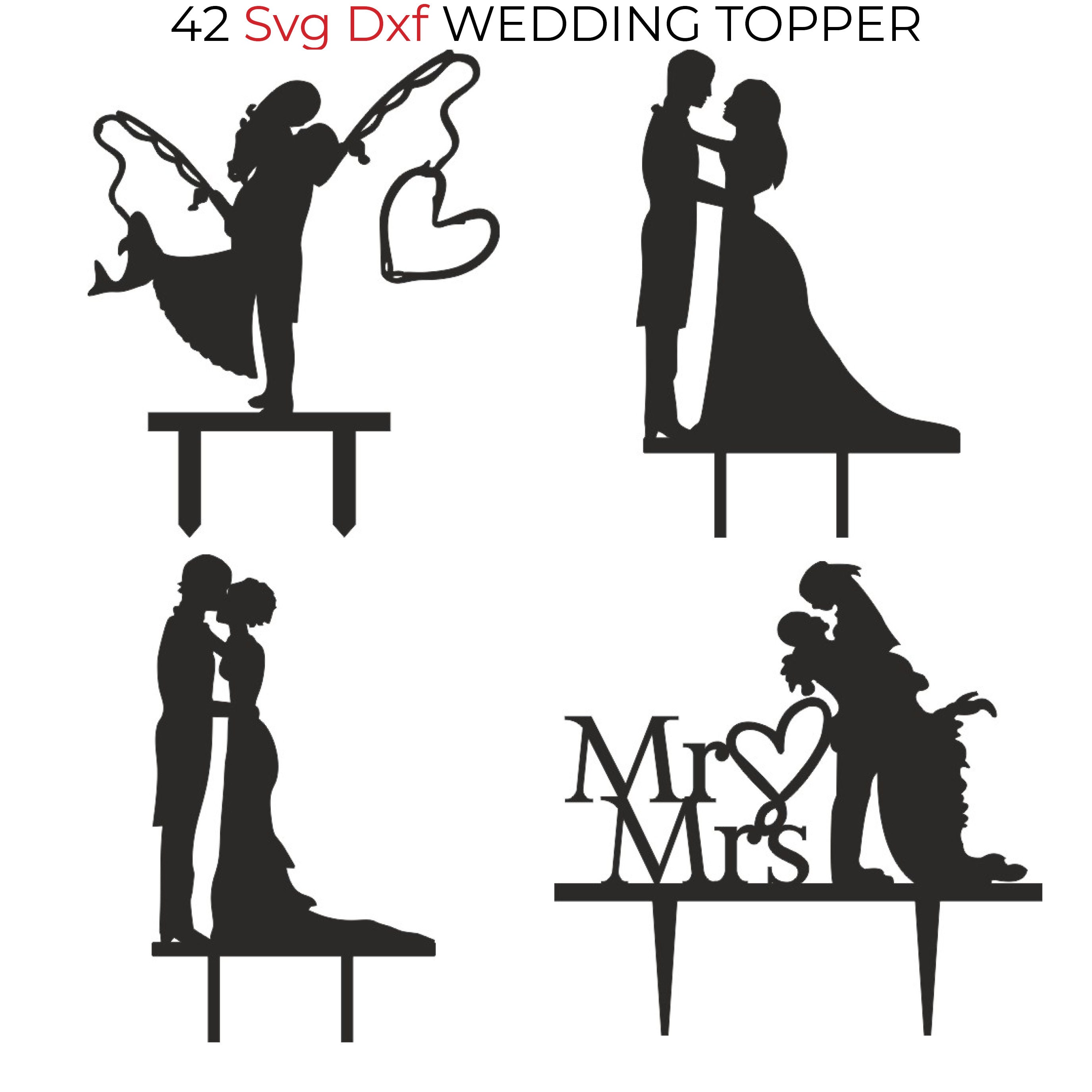 42 SVG DXF Wedding Topper for Plexi Acrylic Laser Cut Engrave - Etsy
