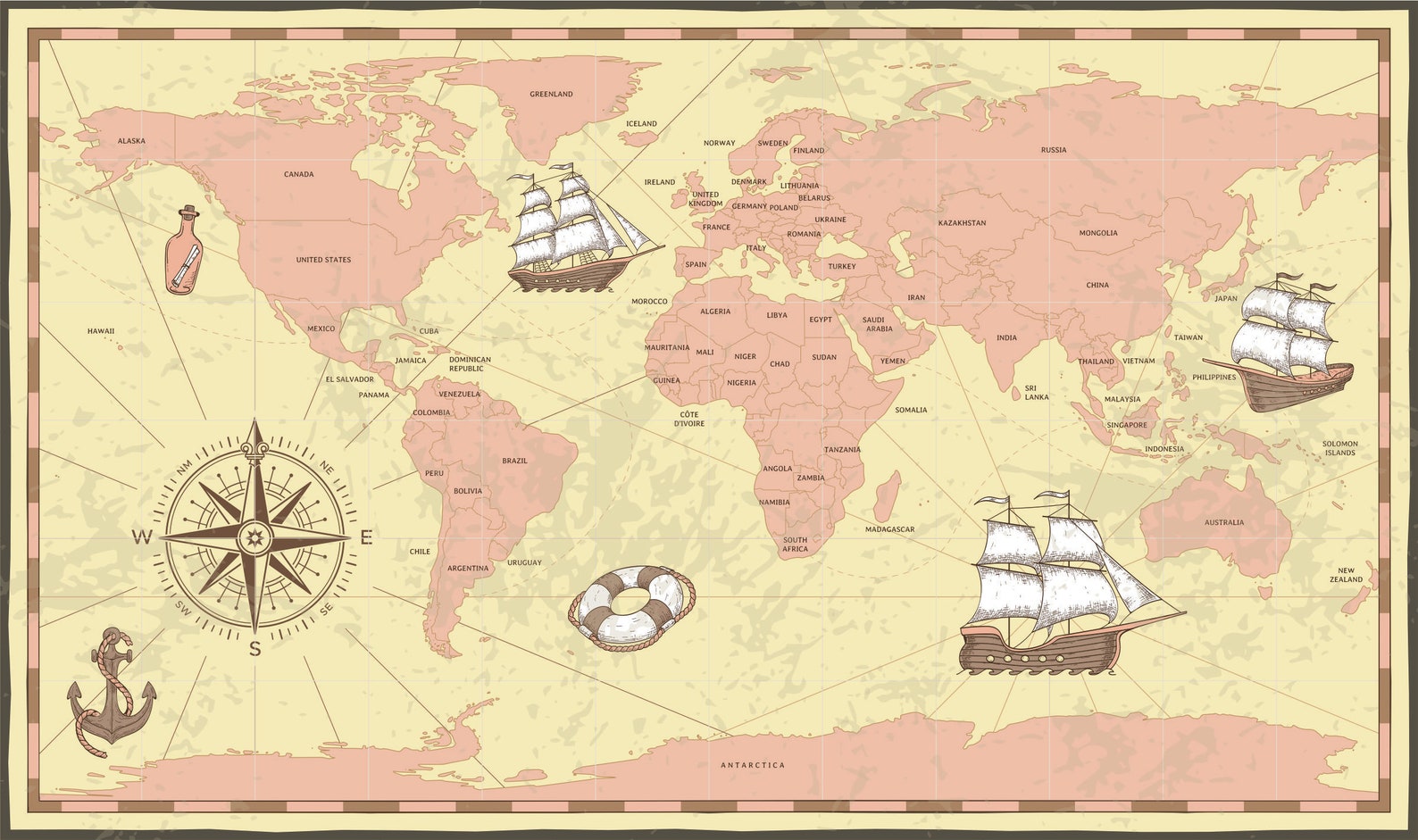 Old World Map Set SVG Cnc Laser Cut Engrave Vector File - Etsy