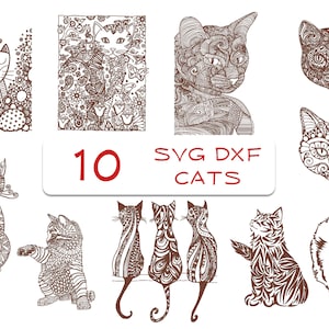 10 SVG DXF Cat Files for Laser Engrave Sublimation Print - Etsy