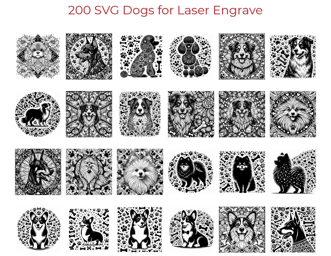 200 SVG Dogs Bundle for Laser Engraving - Etsy