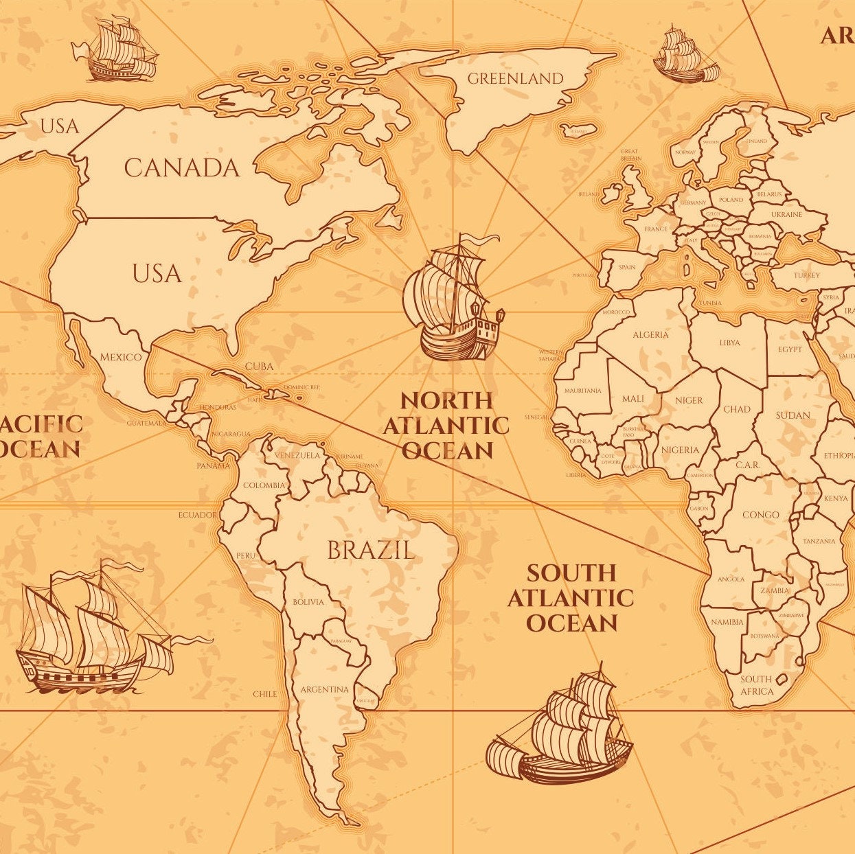 Old World Map Set SVG Cnc Laser Cut Engrave Vector (Instant Download ...