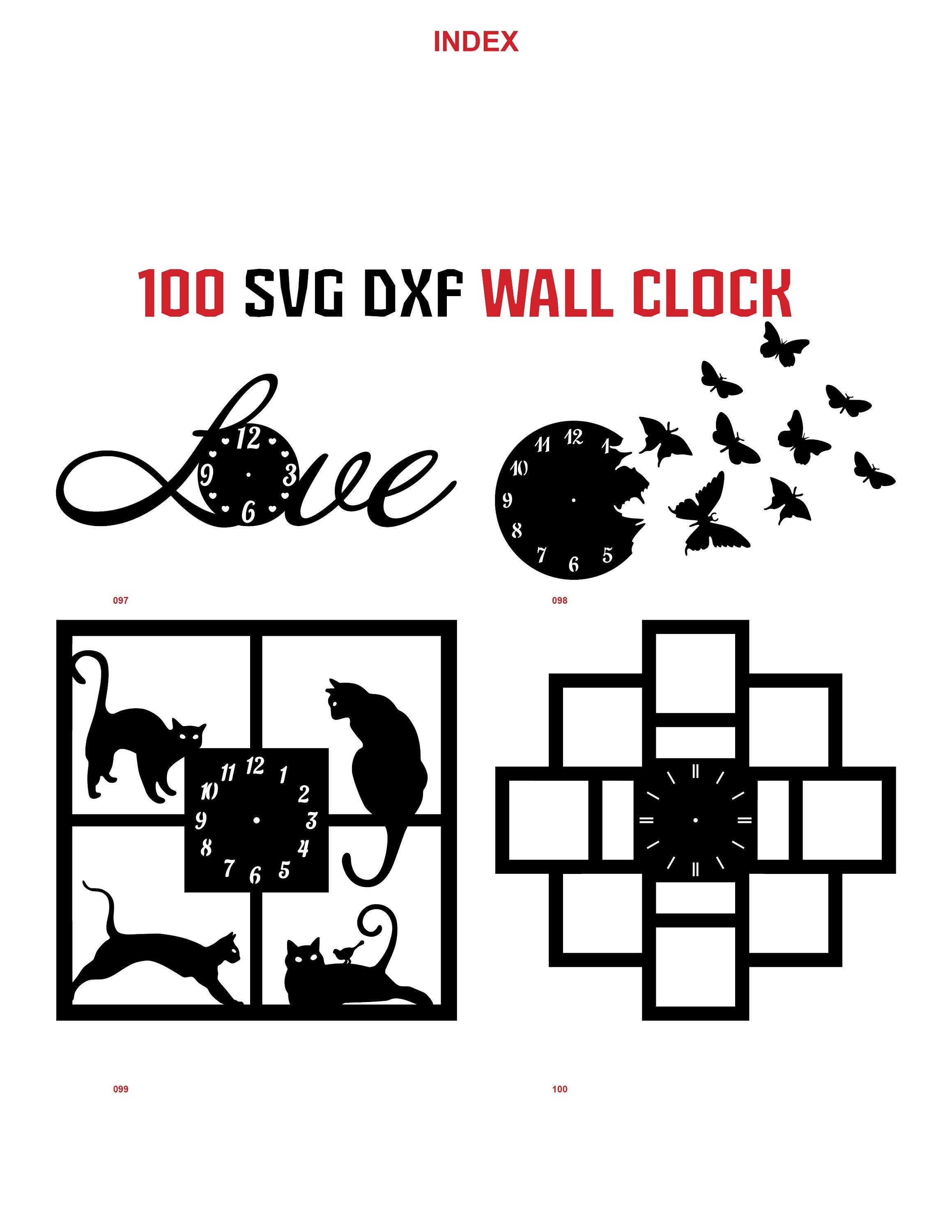 100 Svg Dxf Wall Clock File for Laser Cut Engrave - Etsy