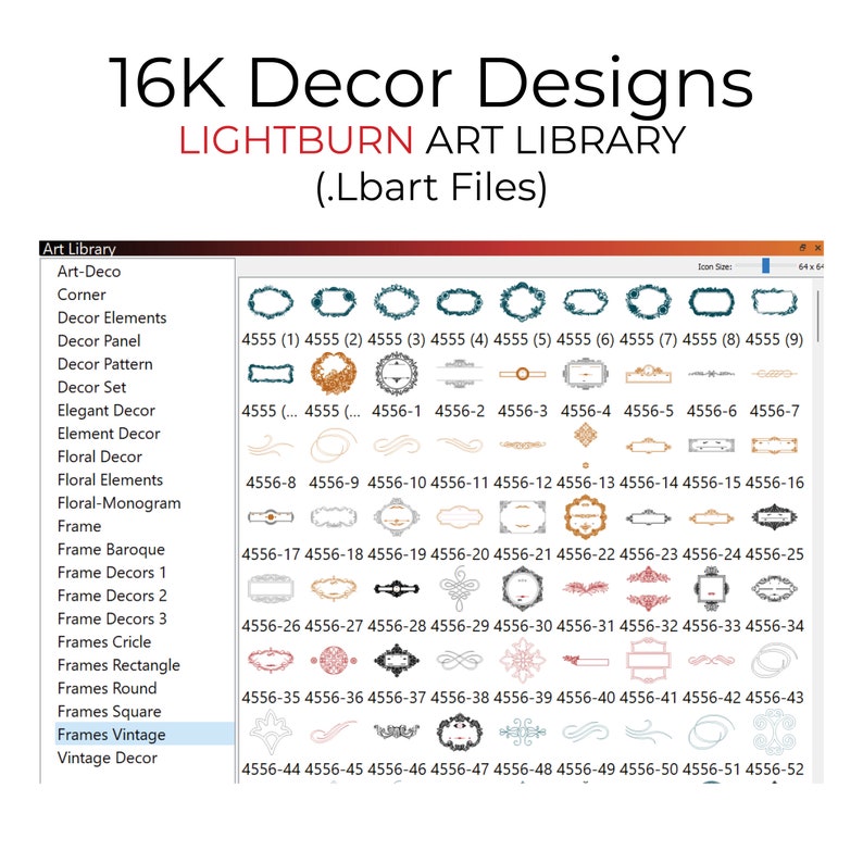 16K Art Deco Laser Cut Files – Lightburn Art Library (.LBART) | Decor ...