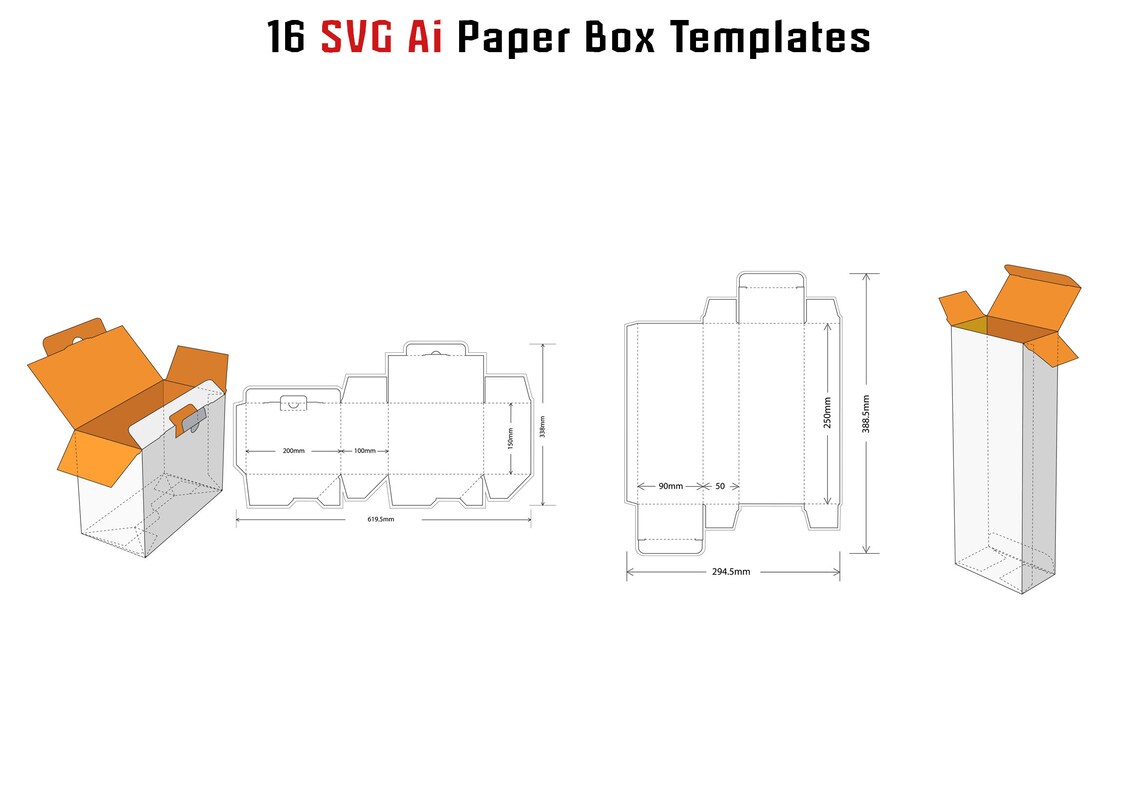16 SVG Ai Packaging Shipping Box Laser Cut Template Bundle - Etsy