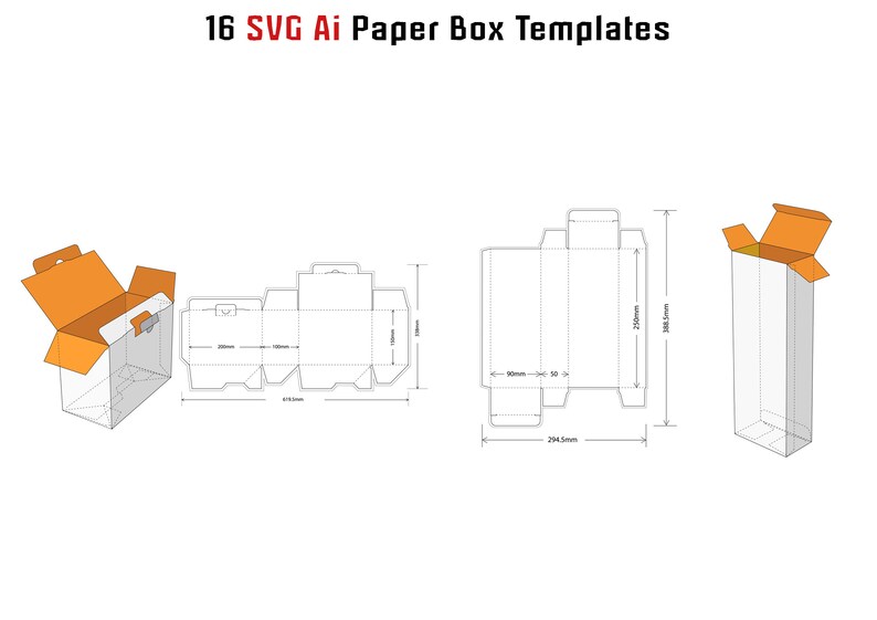 16 SVG Ai Packaging Shipping Box Laser Cut Template Bundle - Etsy