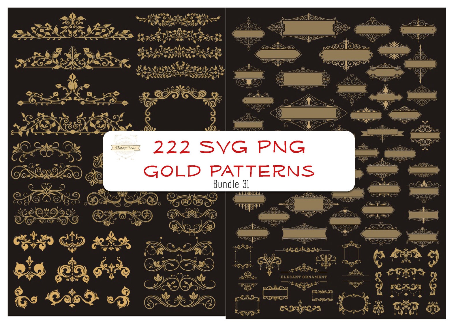 222 SVG Golden Decor Frames Gold Art Decor Elements Mirror - Etsy
