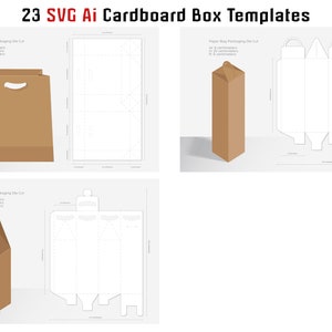 23 SVG Ai Cardboard Box Laser Cut Template Bundle Cricut Silhouette ...