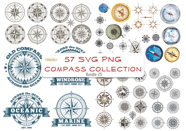 57 SVG Compass Bundle Cnc Laser Cut Graver des fichiers vectoriels ...