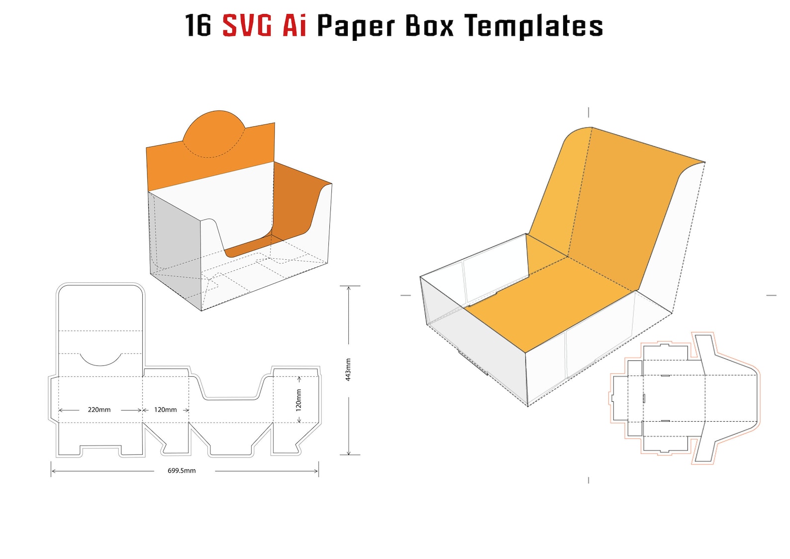 16 SVG Ai Packaging Shipping Box Laser Cut Template Bundle - Etsy