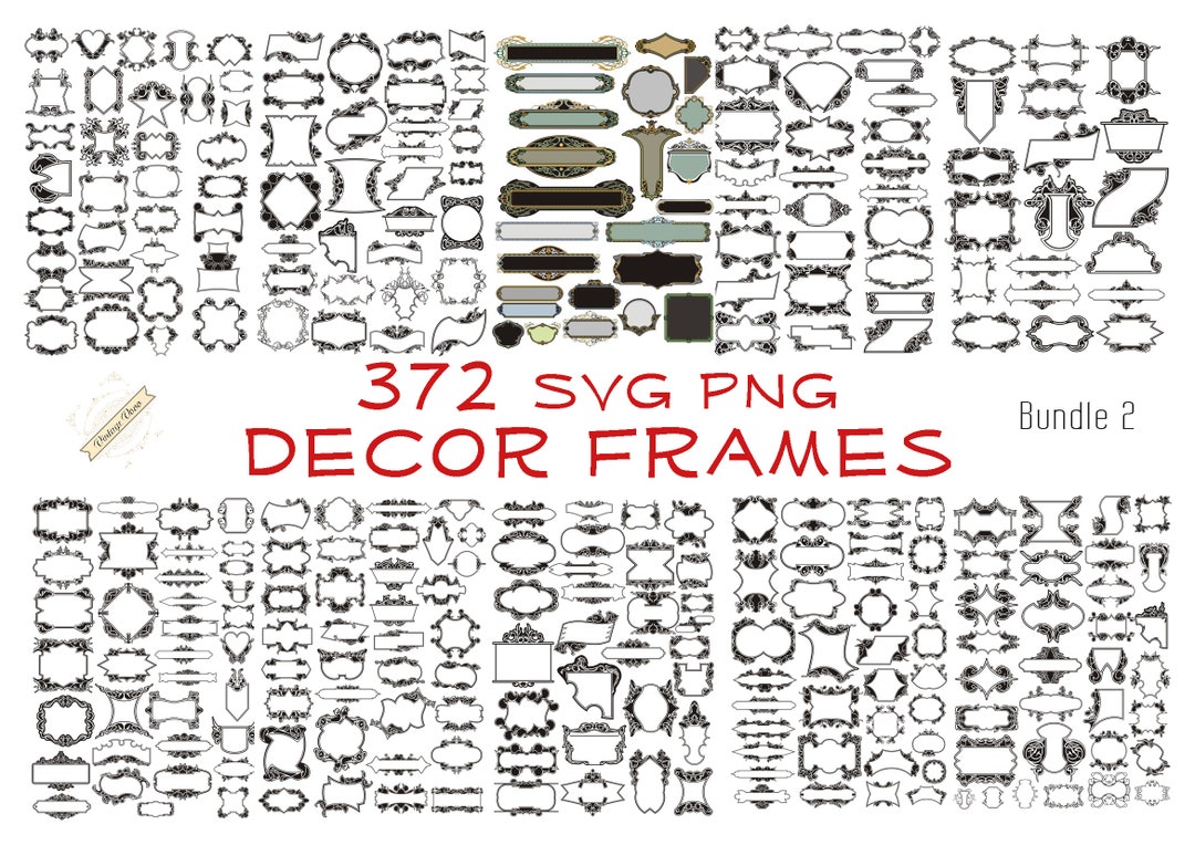 372 Svg Png Bundle Frame Elements Text Monogram Dividers Frames Art ...