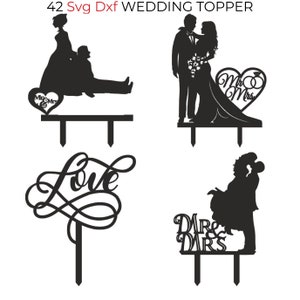 42 SVG DXF Wedding Topper for Plexi Acrylic Laser Cut Engrave - Etsy