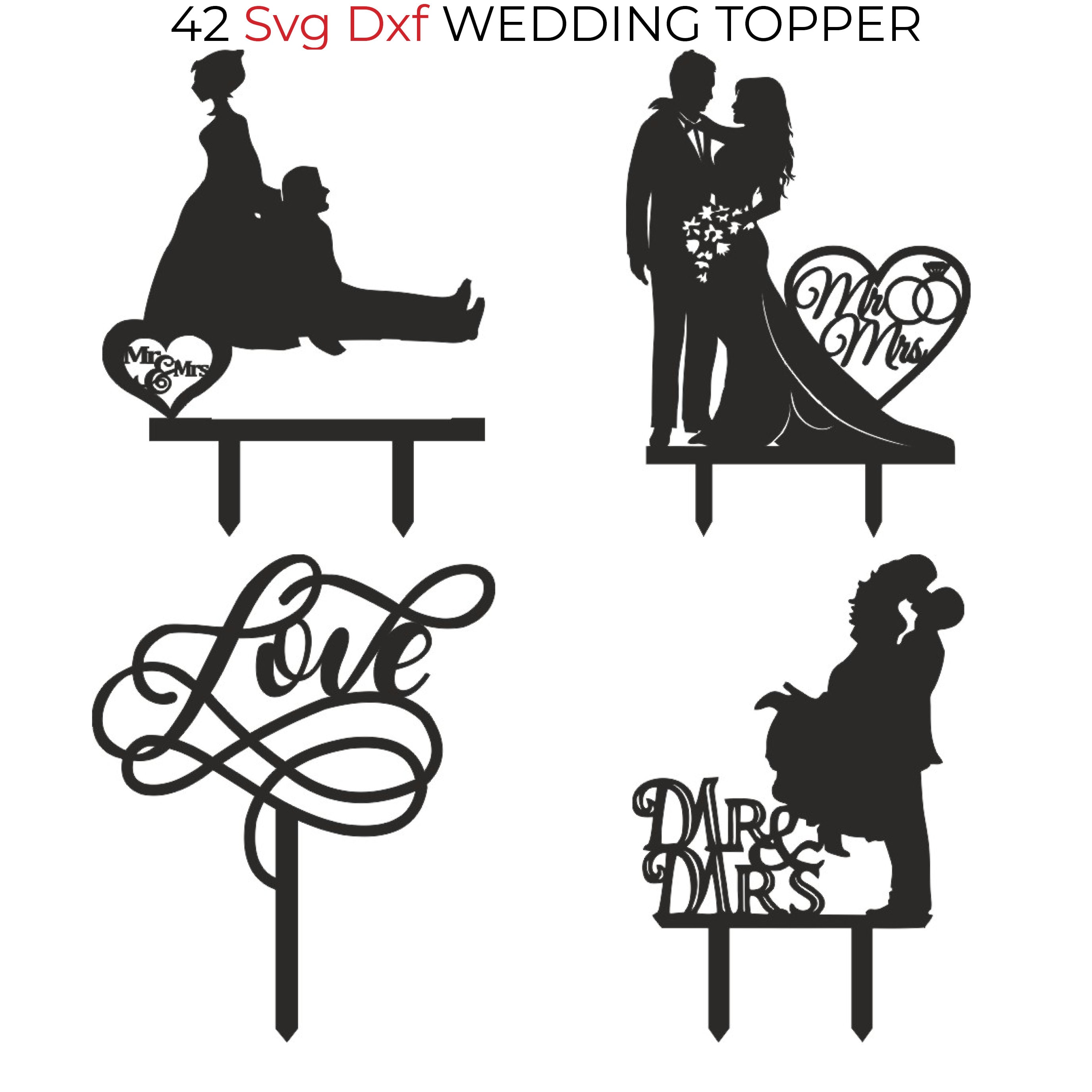 42 SVG DXF Wedding Topper for Plexi Acrylic Laser Cut Engrave - Etsy