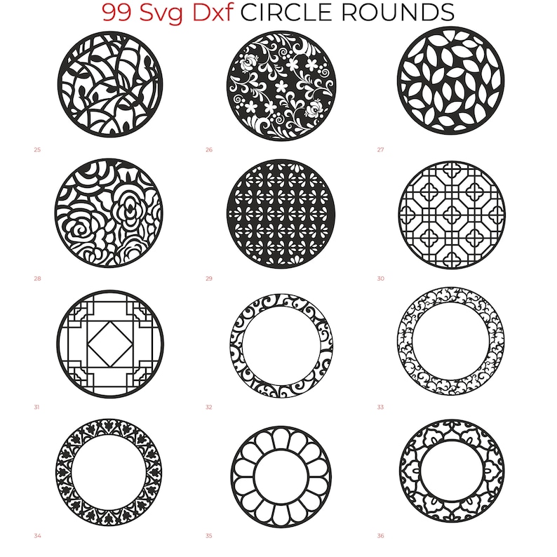 99 Round Circle Decorative Boards SVG DXF Bundle | CNC Laser Plasma Cut ...