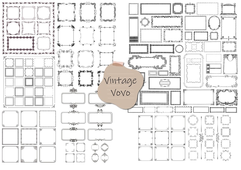 404 SVG PNG Bundle Vintage Border Frames Art Deco Wedding Card - Etsy