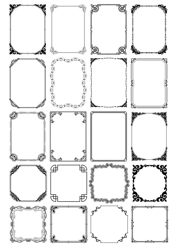 Vintage Frame Borders Individual Svgs Pngs Cnc Laser Cut Engrave Vector ...