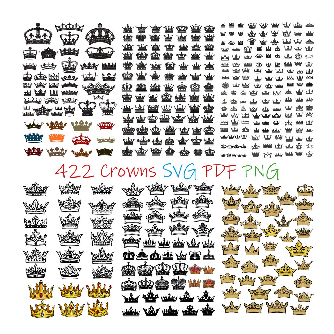 422 Svg Png Vintage Crown Bundle Cnc Laser Cut Engrave Vector File ...