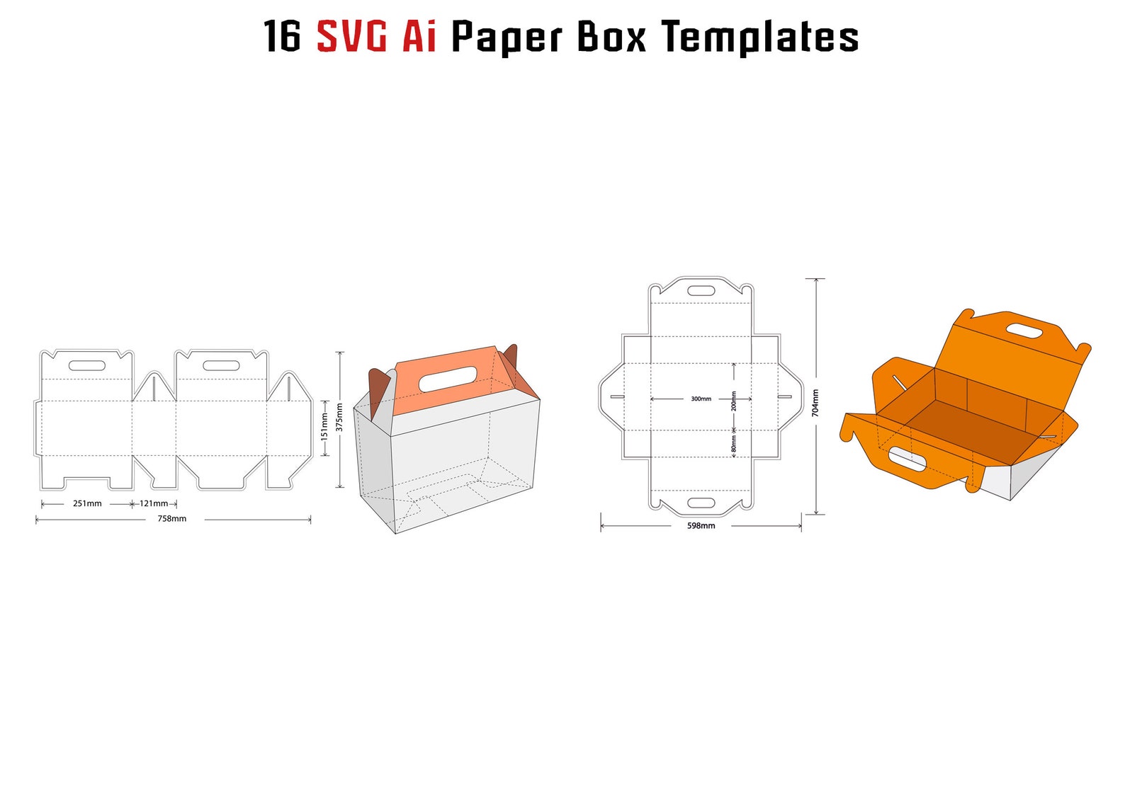 16 SVG Ai Packaging Shipping Box Laser Cut Template Bundle - Etsy