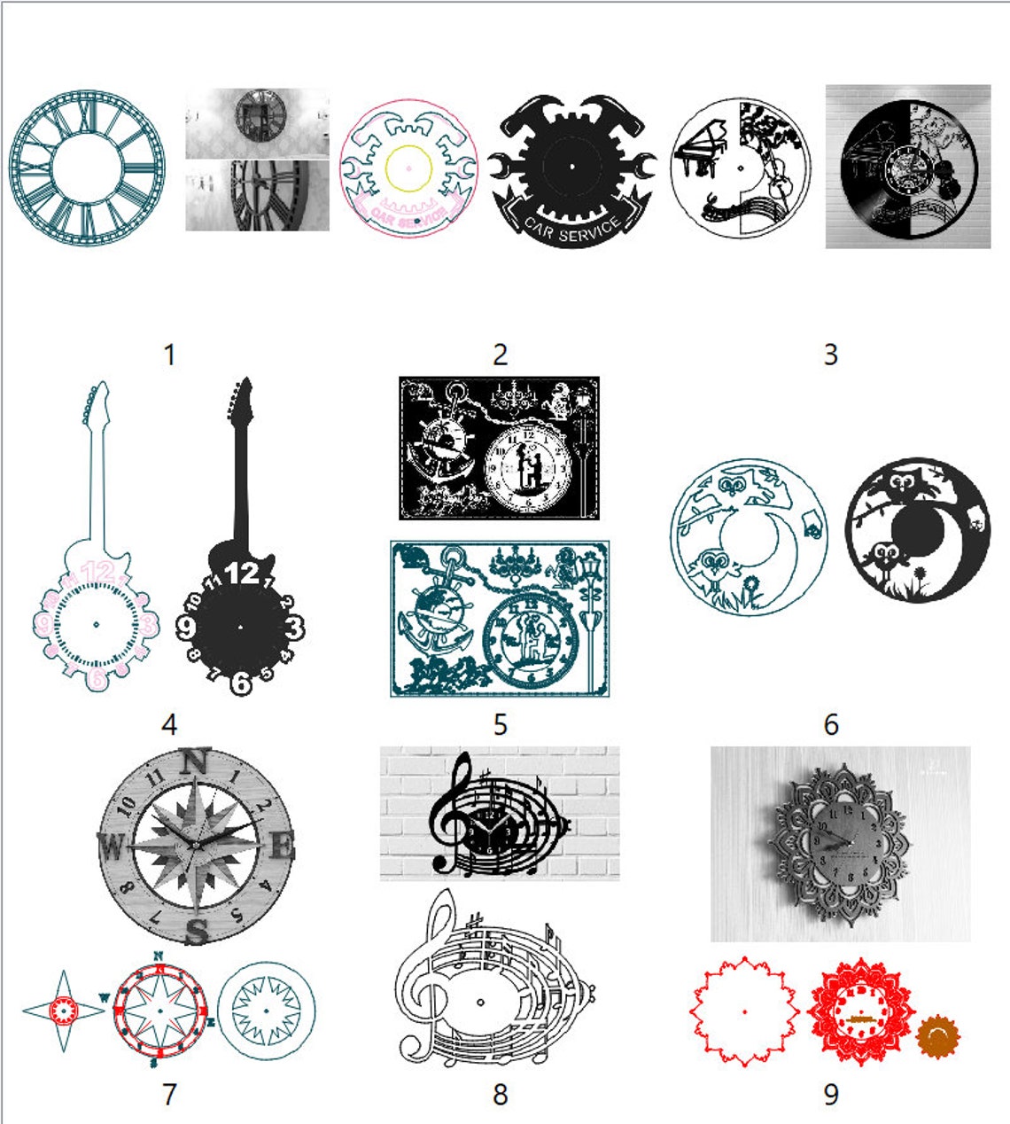 Laser Cut 41 Wall Clock Set Lightburn Art Library - Etsy