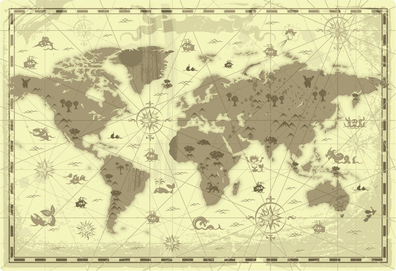Old World Map Set SVG Cnc Laser Cut Engrave Vector File - Etsy