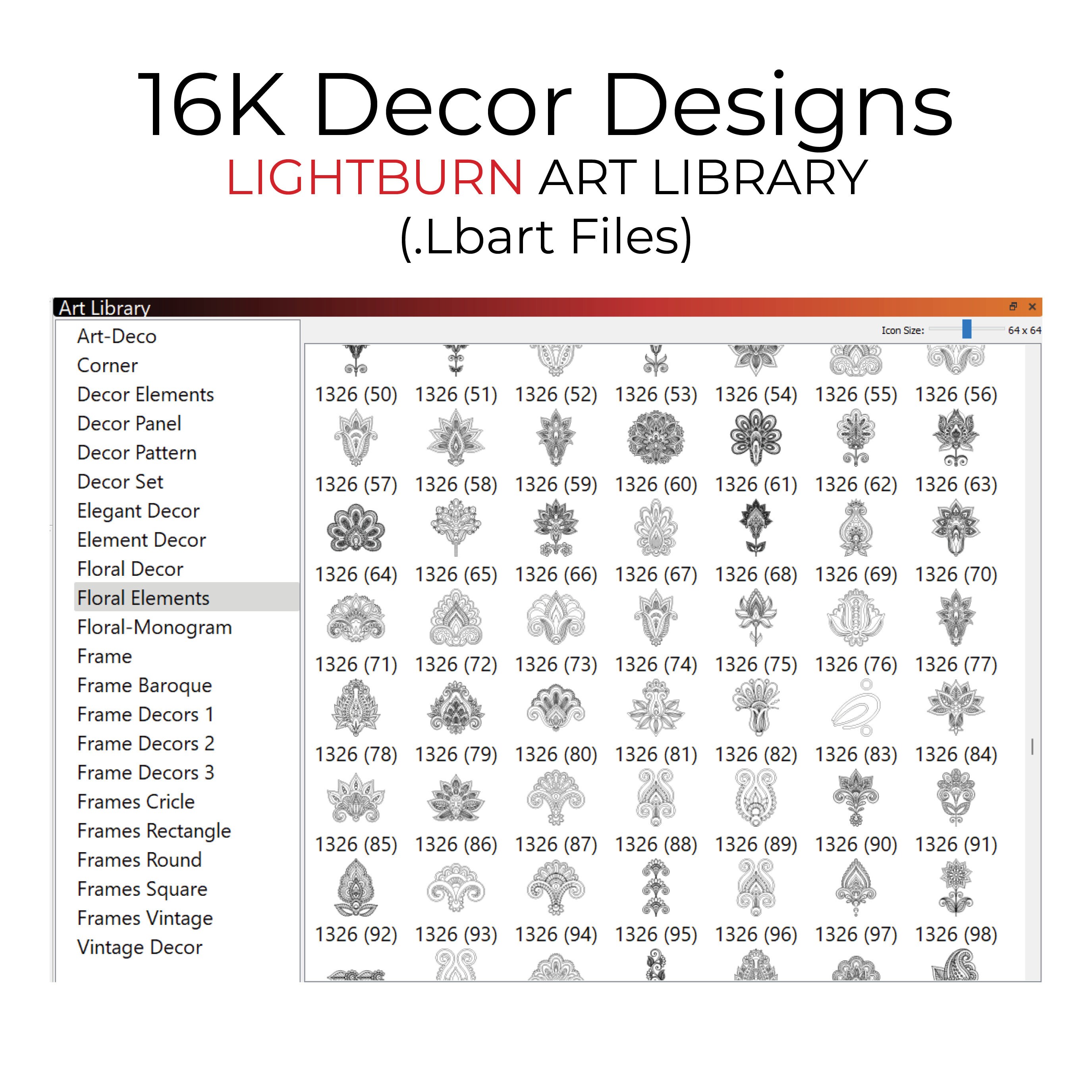 16K Art Deco Laser Cut Files – Lightburn Art Library (.LBART) | Decor ...