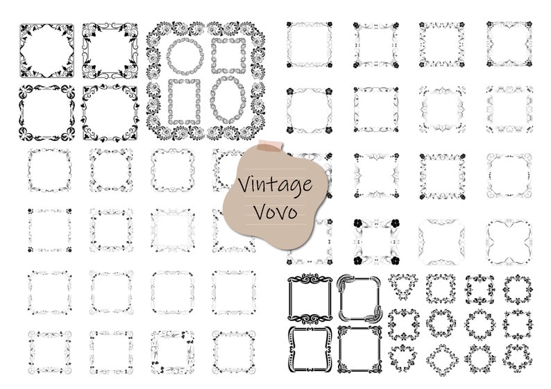 404 SVG PNG Bundle Vintage Border Frames Art Deco Wedding Card - Etsy