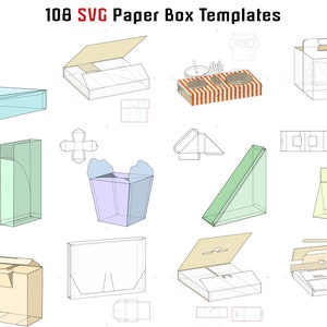 108 SVG Paper Box Laser Cut Template Bundle Cricut Silhouette Packaging ...