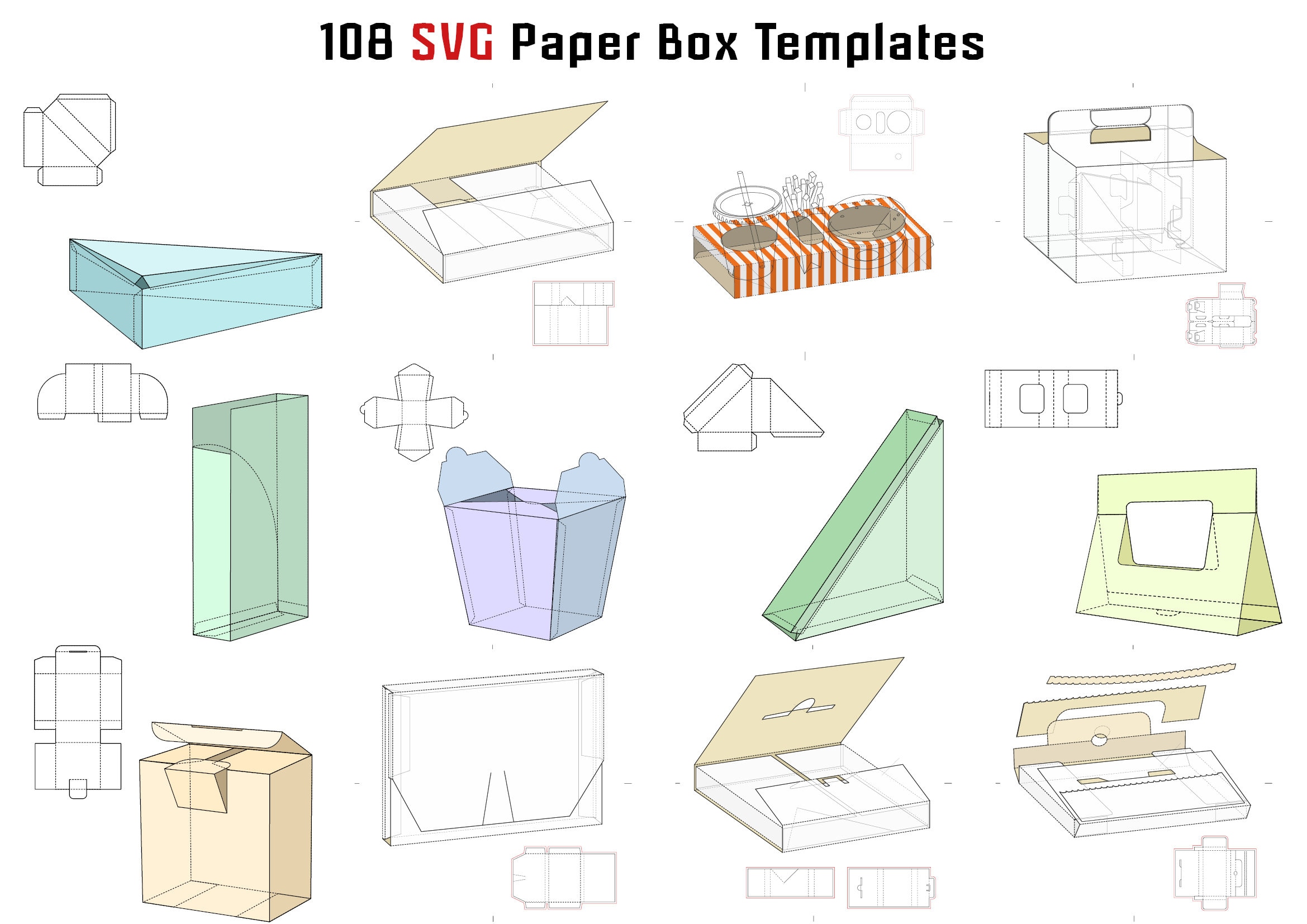 108 SVG Paper Box Laser Cut Template Bundle Cricut Silhouette - Etsy Canada