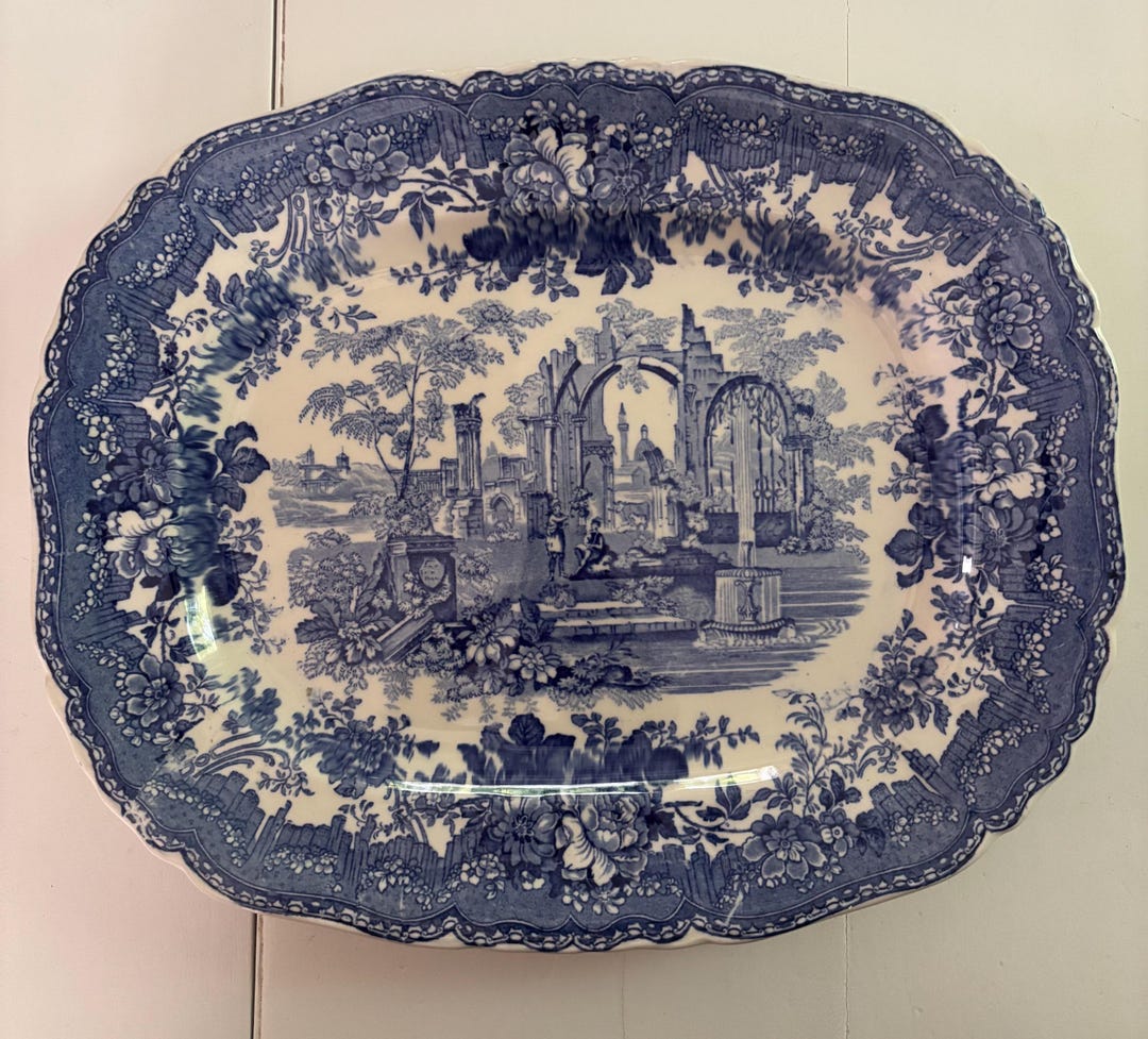 Masons Blue and White Platter - Fountains Pattern C1920 - Etsy