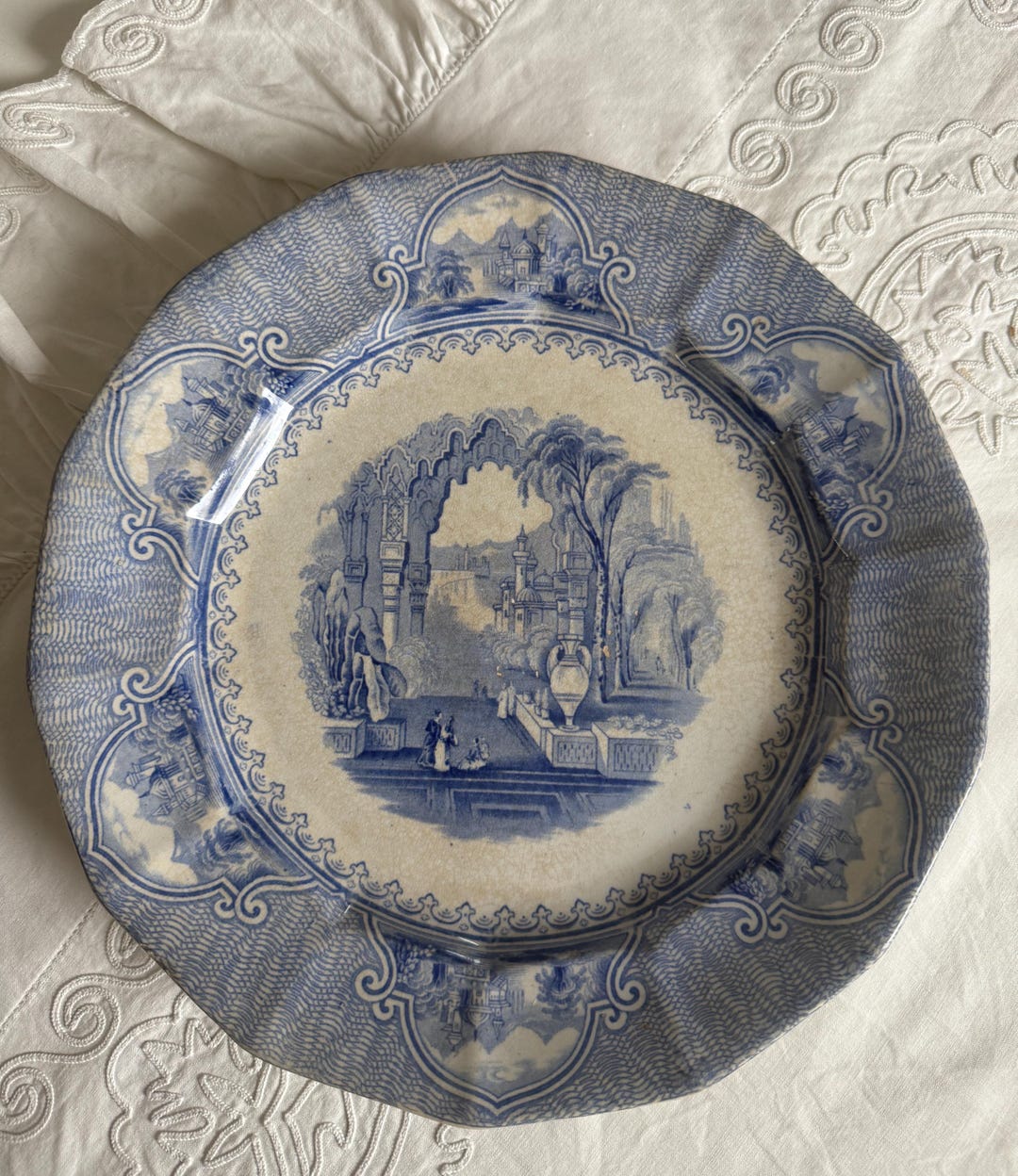 Blue and White Transferware Plate, “castle, J Furnival” Staffordshire ...