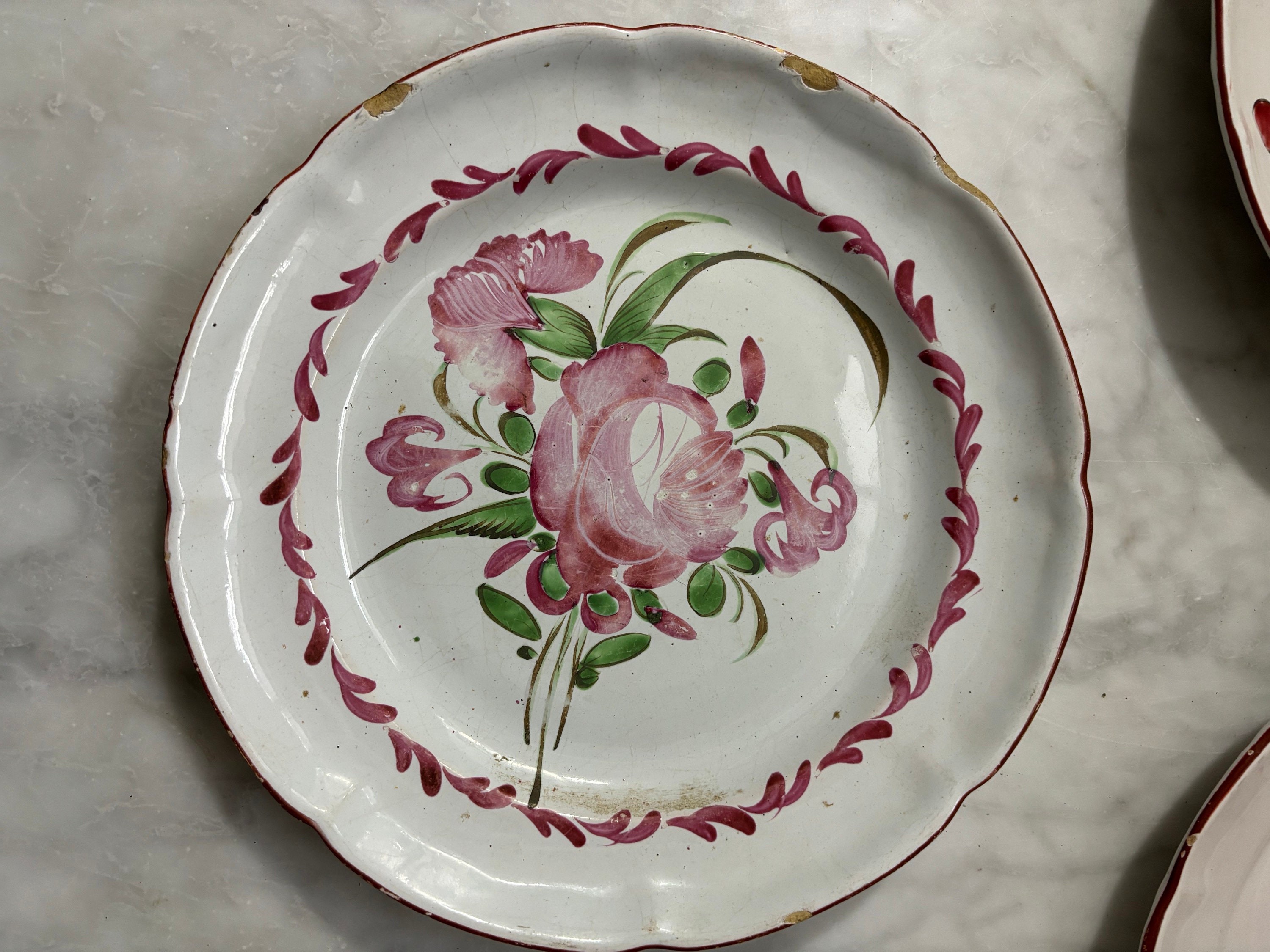 Antique French Faience Floral Plate - Etsy