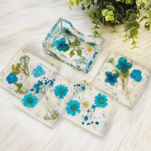 Blue Coaster Set - Etsy