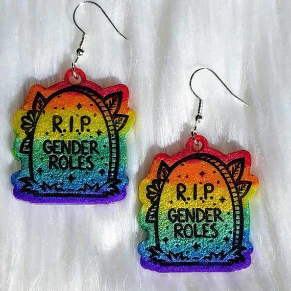 RIP Gender Roles Earrings Pride Flag Earrings Quirky Fun - Etsy