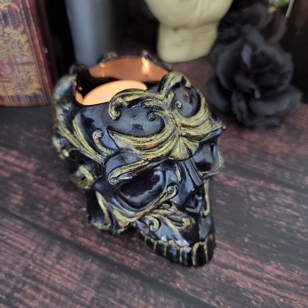 Skull Candle Holder - Skull Makeup Brush Holder - Skull Planter - Goth ...