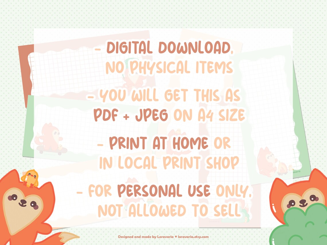 Printable Fox Notepads, Fox Themed Pdf to Download, Digital Fox Memo ...