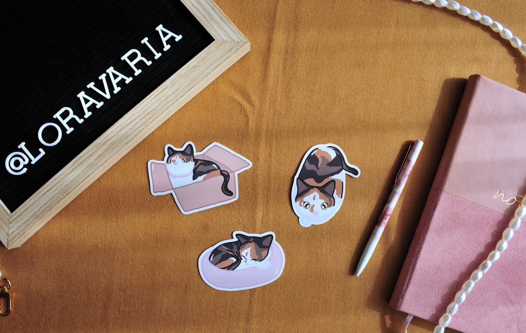 Bella the Cat Sticker Set Set of 3 Kawaii Cat Stickers Cute Kitty in ...