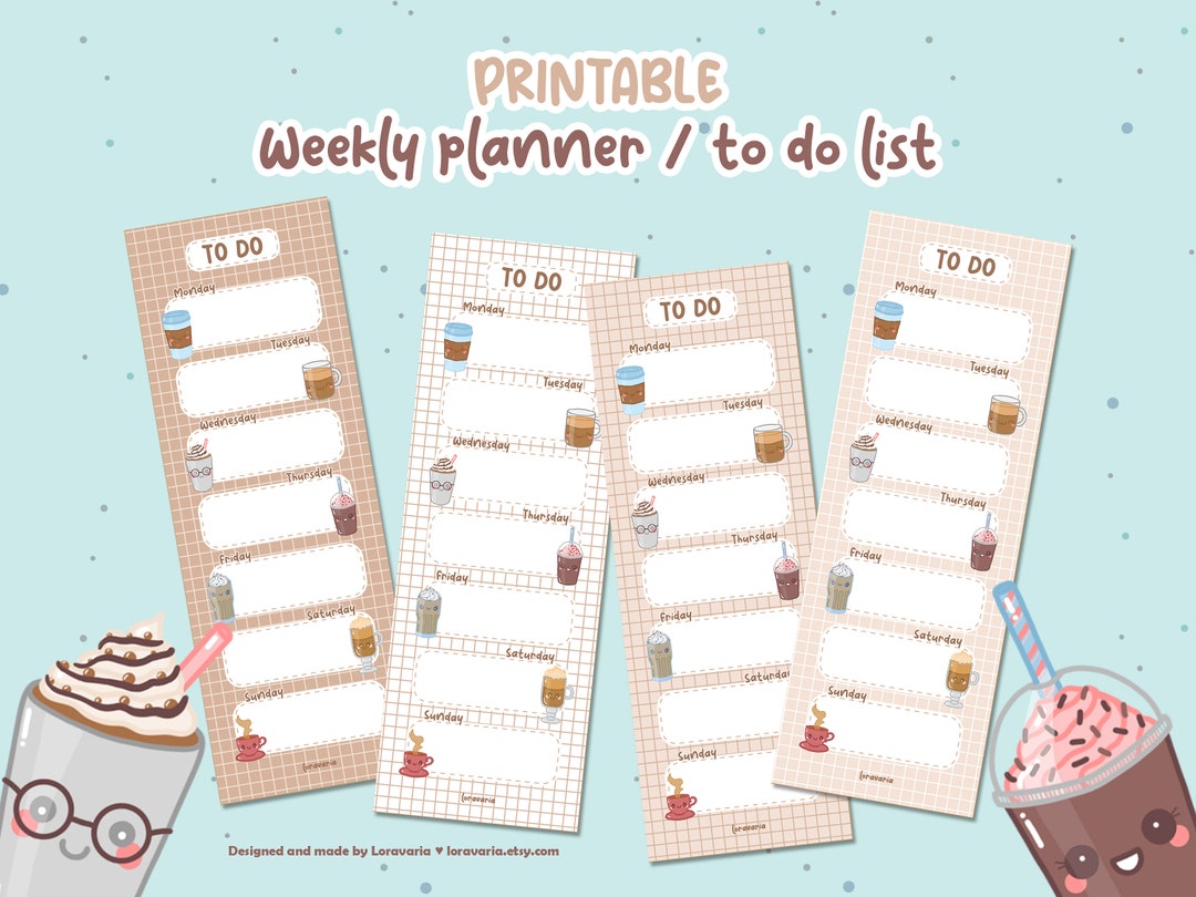 Printable Weekly Planner Coffee Theme Note Pads A4 Sheet Download and ...