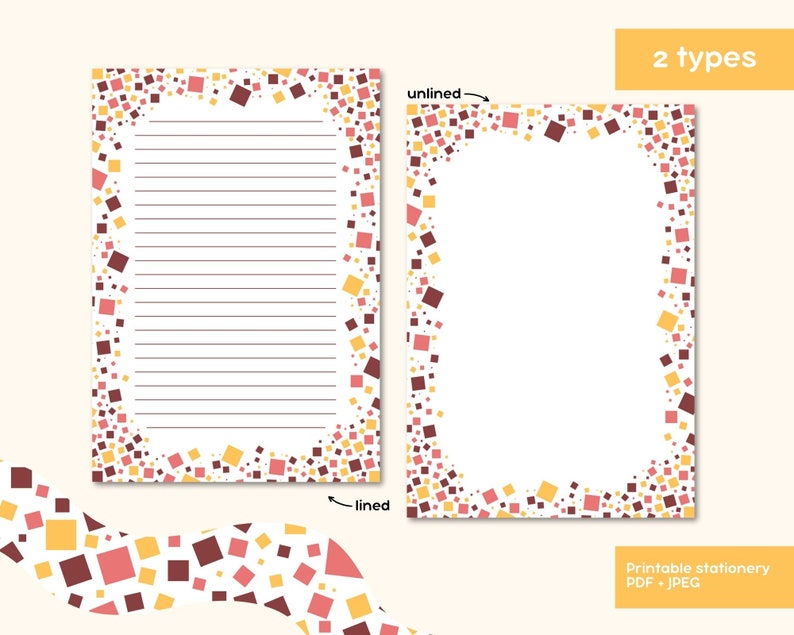 Colorful Squares, Stationery Colorful Squares Writing Paper Set Color ...